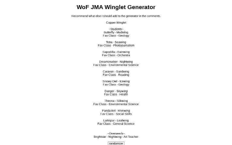 WoF JMA Winglet Generator