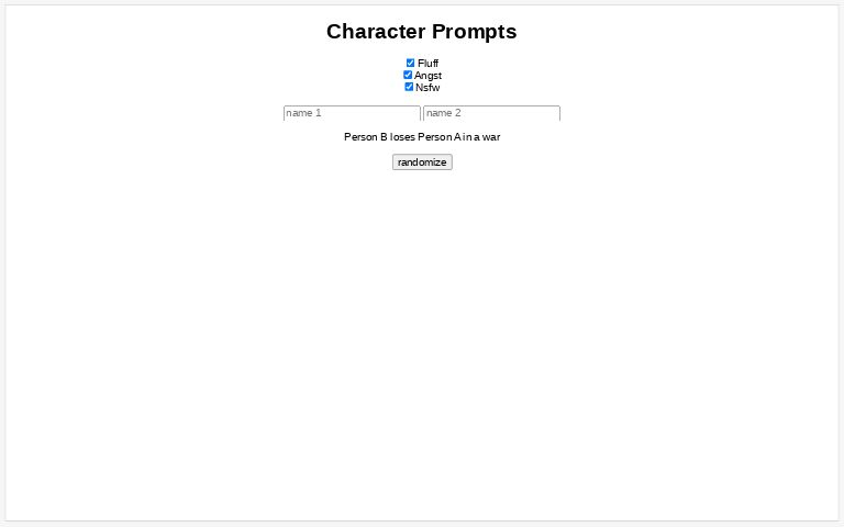 Character Prompts ― Perchance Generator