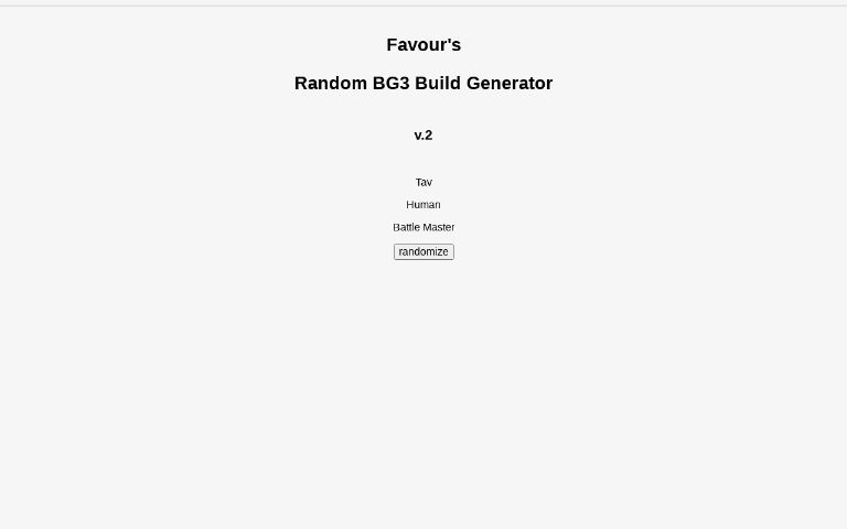 Favour's Random BG3 Build Generator v.2