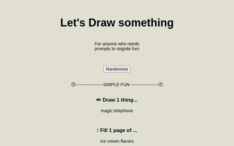 Random drawing idea generator