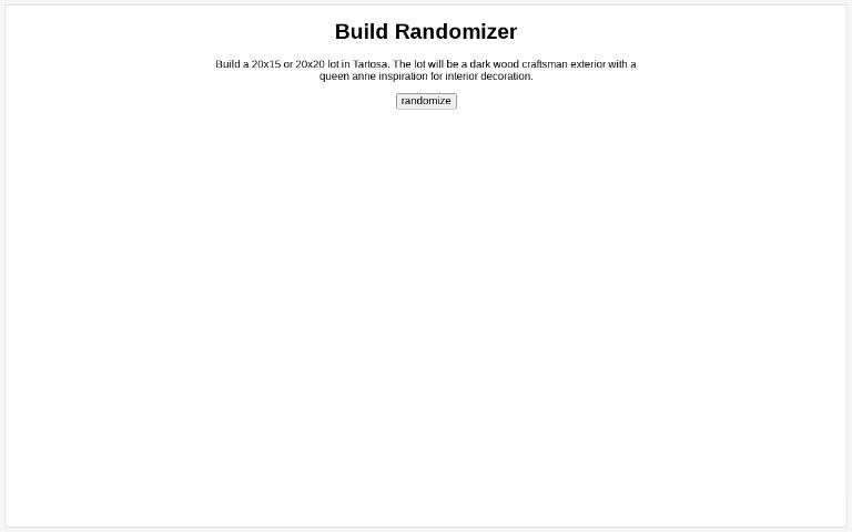 Build Randomizer ― Perchance Generator