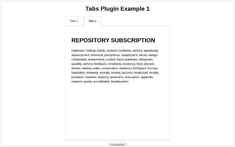 Tabs Plugin Example 1