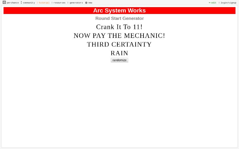 Arc System Works ― Perchance Generator