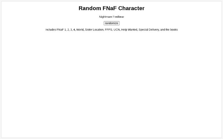 Random FNaF Character ― Perchance Generator