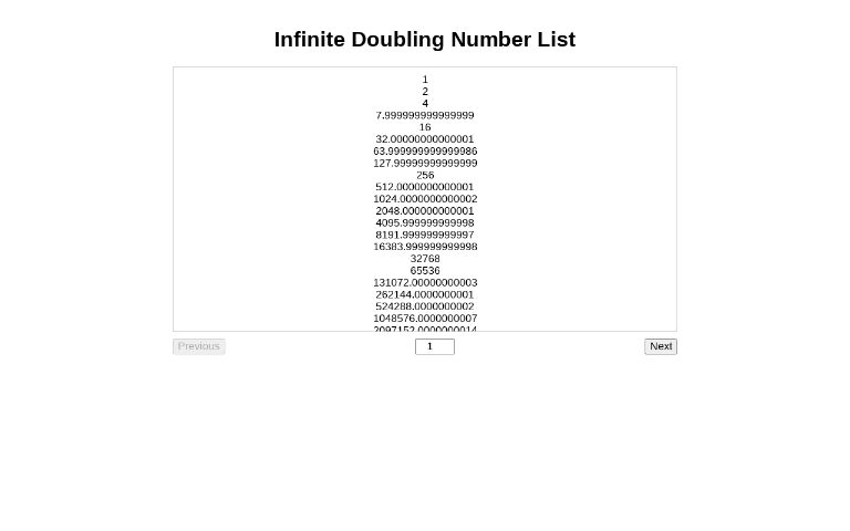 Infinite Doubling Number List ― Perchance Generator