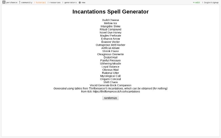 Incantations Spell Generator