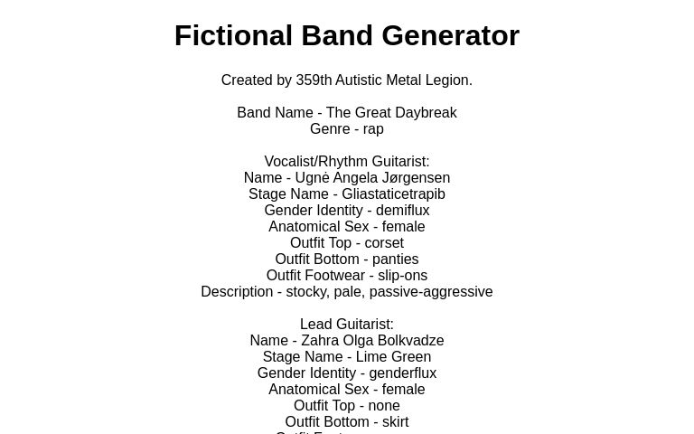 Fictional Band Generator