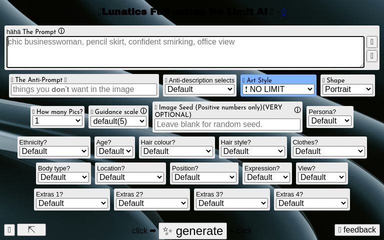 Lunatic's full extras No Limit AI (Free, No Sign-up, No Limits ...