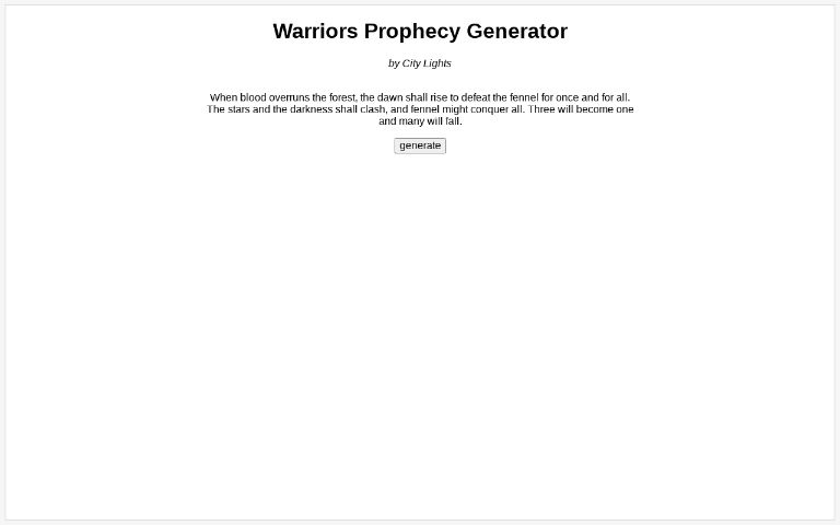 Warriors Prophecy Generator