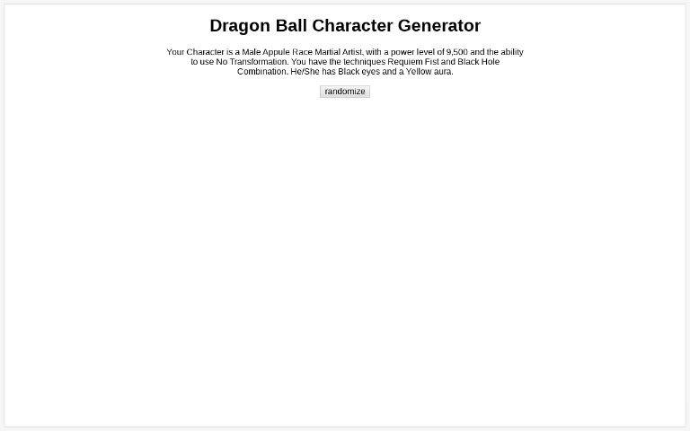 Dragon Ball Character Generator