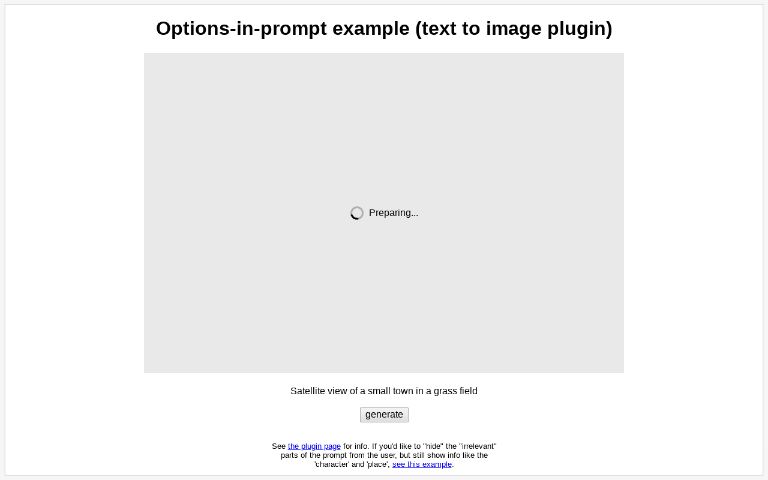 Options-in-prompt example (text to image plugin)