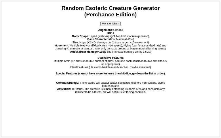 Random Esoteric Creature Generator (Perchance Edition)