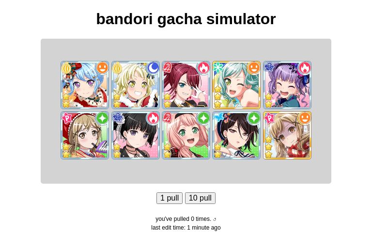 bandori gacha simulator ― Perchance Generator