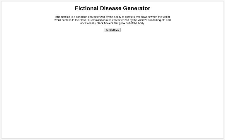 Fictional Disease Generator