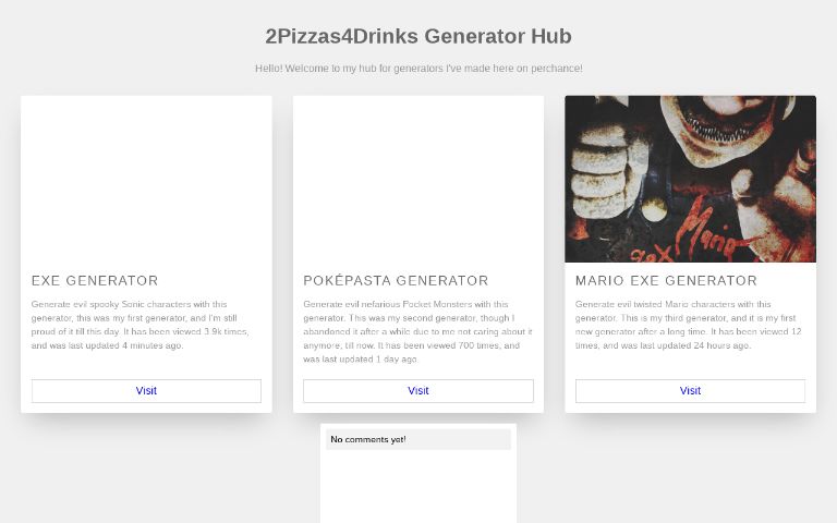 2Pizzas4Drinks Generator Hub