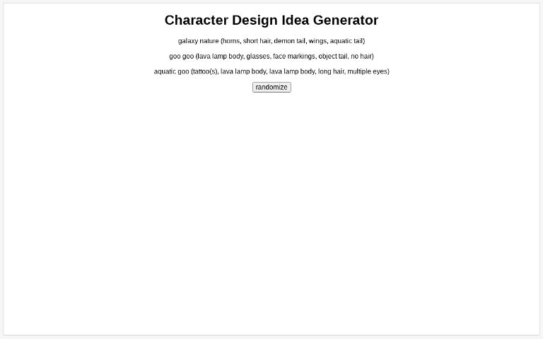 Character Design Idea Generator