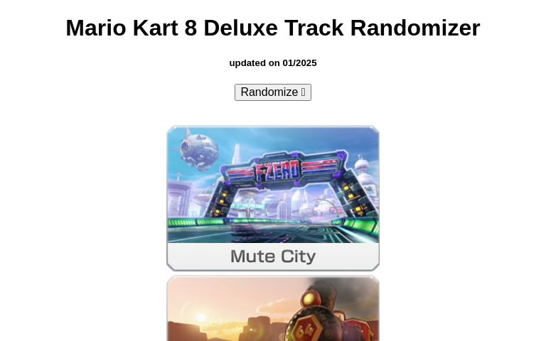 Mario Kart 8 Deluxe Track Randomizer ― Perchance Generator