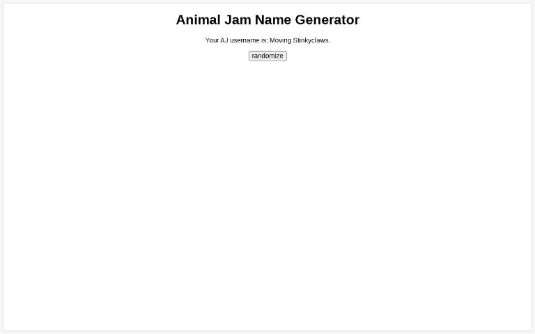Animal Jam Name Generator