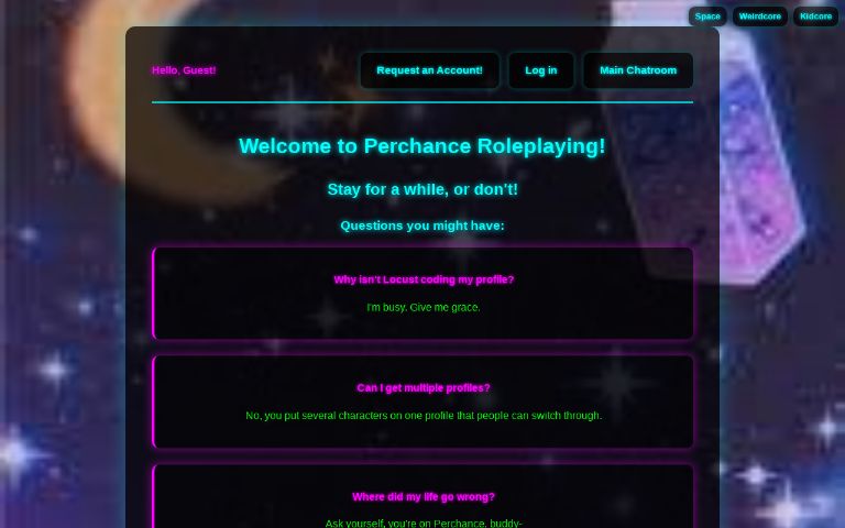 Welcome to Perchance Roleplaying! ― Perchance Generator