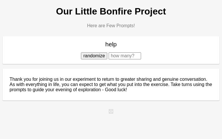 Our Little Bonfire Project ― Perchance Generator