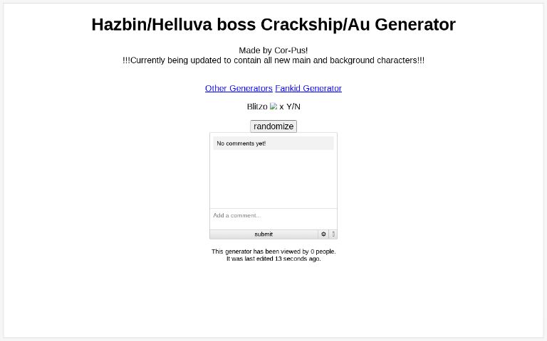 Hazbin/Helluva boss Crackship/Au Generator