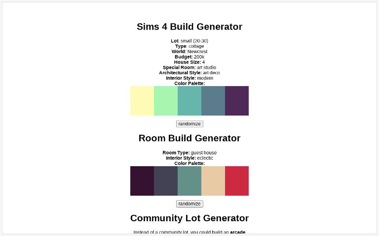 Sims 4 Build Generator