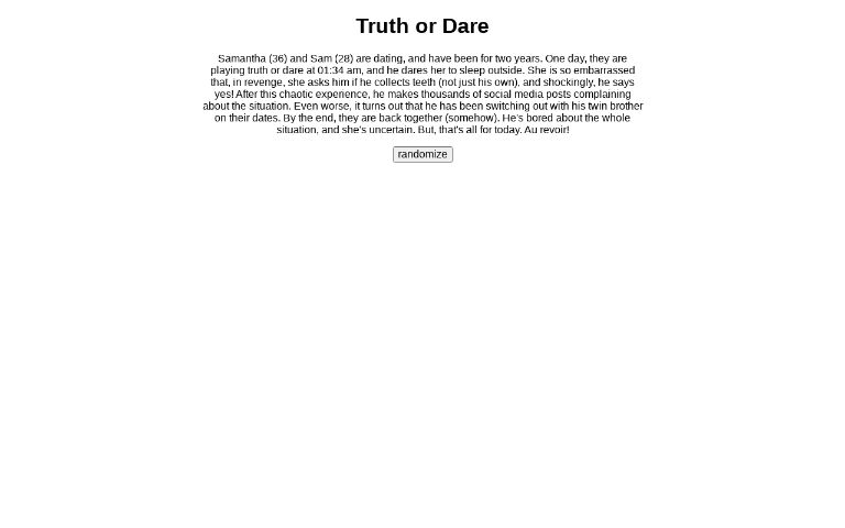 Truth or Dare ― Perchance Generator