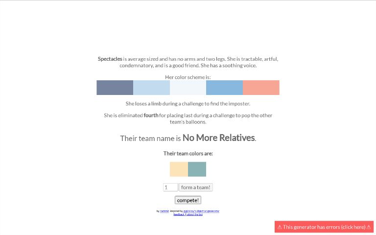Object Show Character Generator