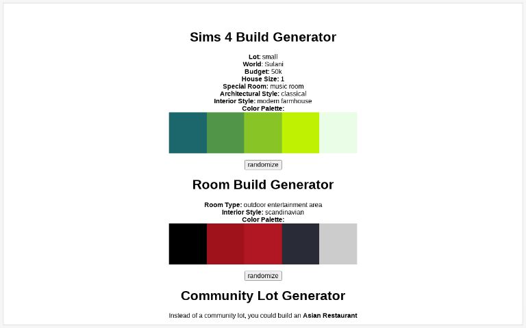 Sims 4 Build Generator