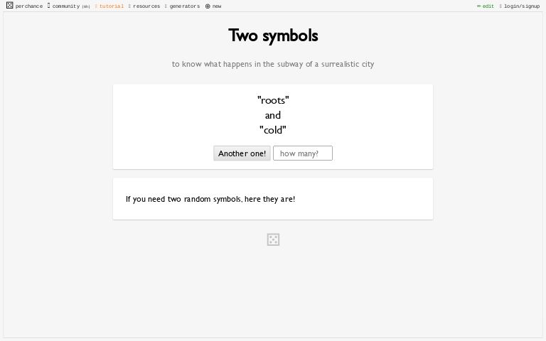 Two symbols ― Perchance Generator