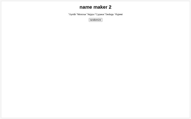 name maker 2 ― Perchance Generator