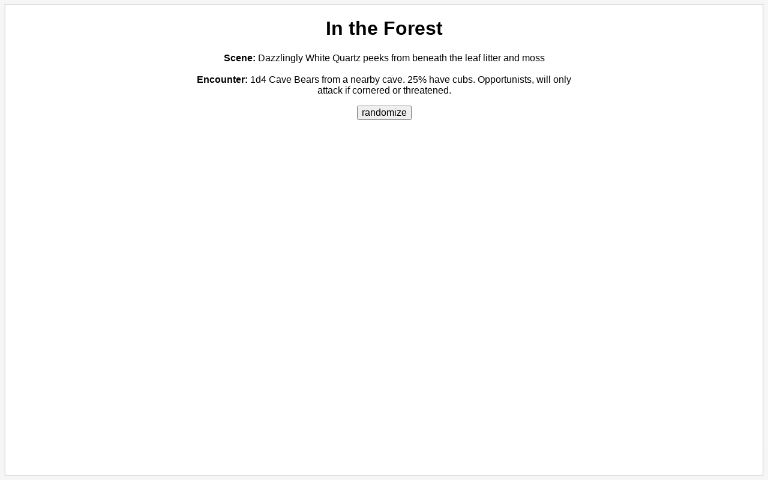 In the Forest ― Perchance Generator