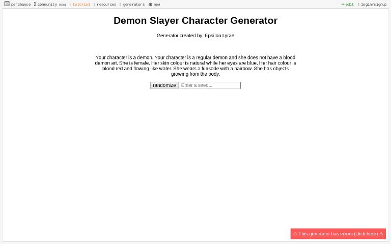 Demon Slayer Character Generator