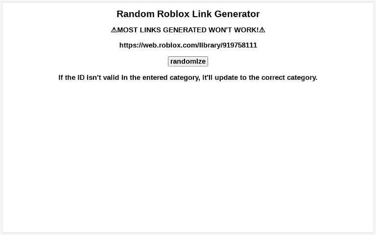 Random Roblox Link Generator