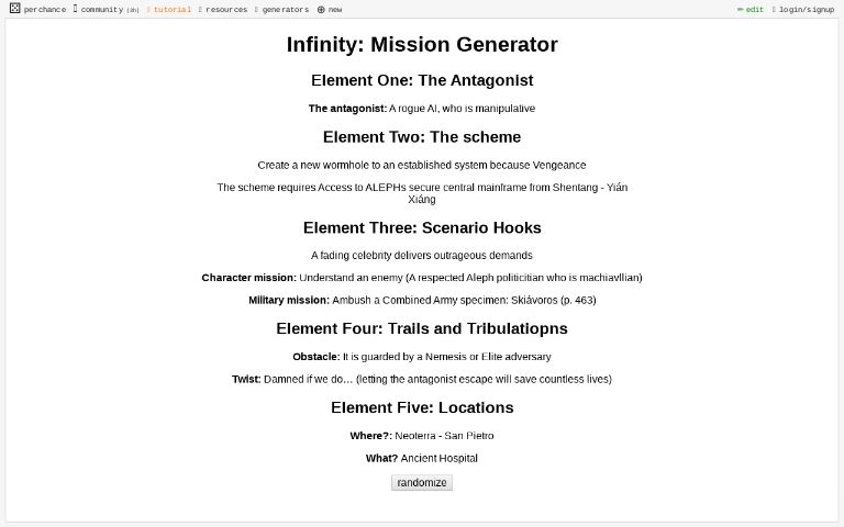 Infinity: Mission Generator