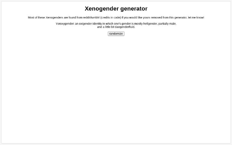 Xenogender generator