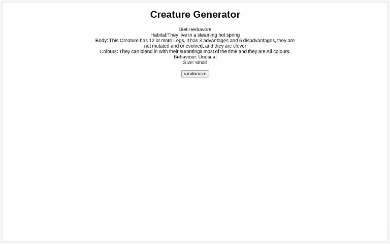 Creature Generator