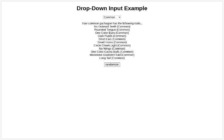 Drop-Down Input Example ― Perchance Generator