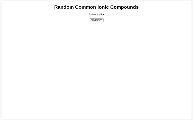 Random Common Ionic Compounds ― Perchance Generator