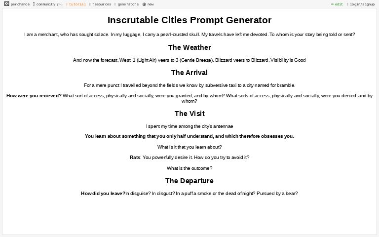 Inscrutable Cities Prompt Generator