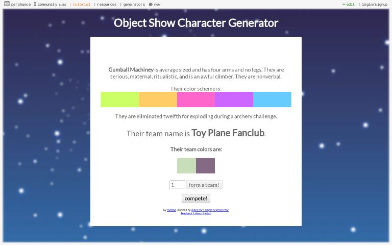 Object Show Character Generator