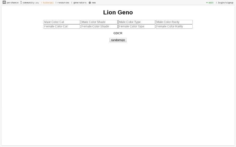 Lion Geno ― Perchance Generator