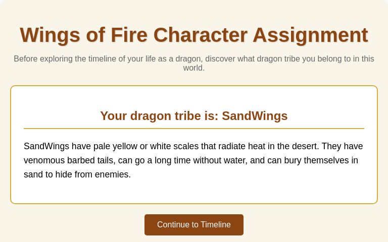 Wings of Fire Character Assignment ― Perchance Generator