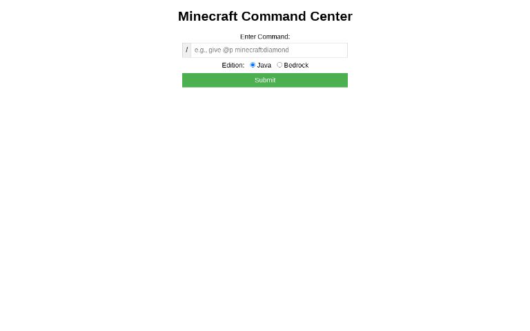 Minecraft Command Center ― Perchance Generator