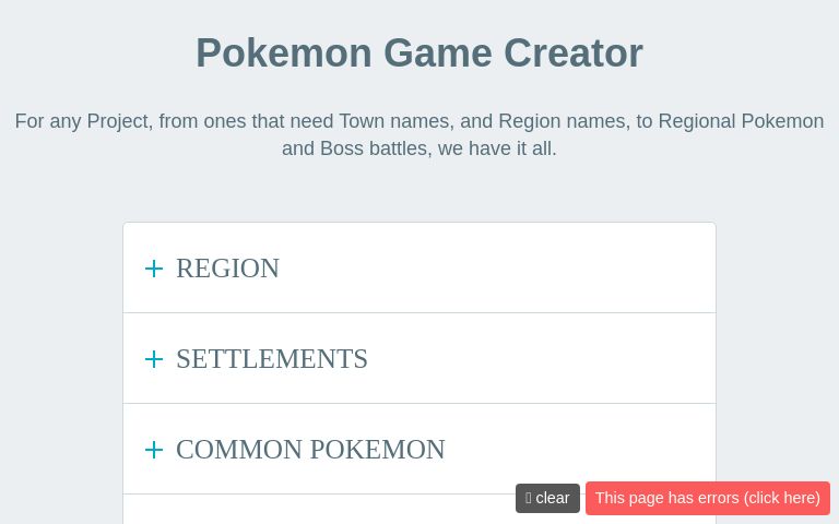 Pokemon Game Creator ― Perchance Generator