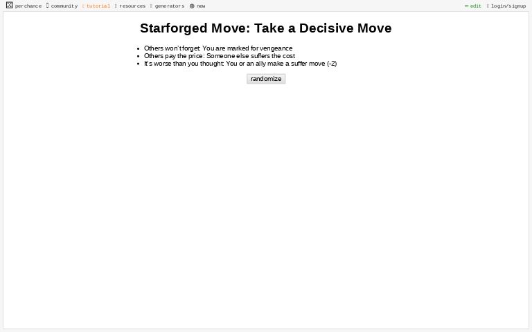 Starforged Move: Take a Decisive Move ― Perchance Generator