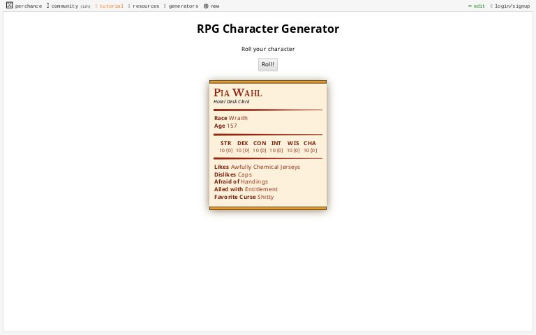 RPG Character Generator