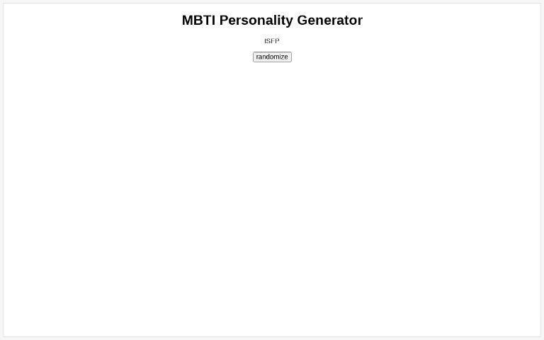 MBTI Personality Generator