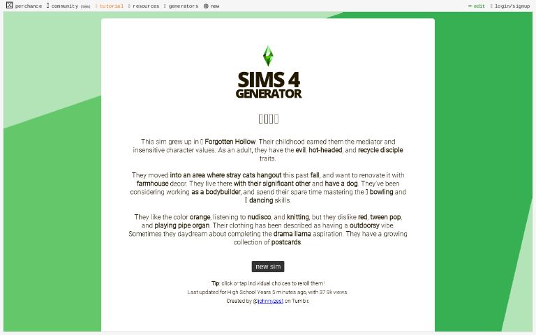 Sims 4 ― Perchance Generator