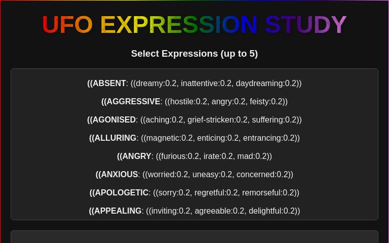 Ufo Expressions Study ― Perchance Generator